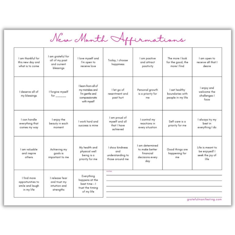 31 Daily Positive New Month Affirmations + Free PDF Printable