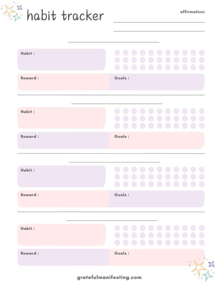 Free Habit Tracker Worksheet PDF Printable